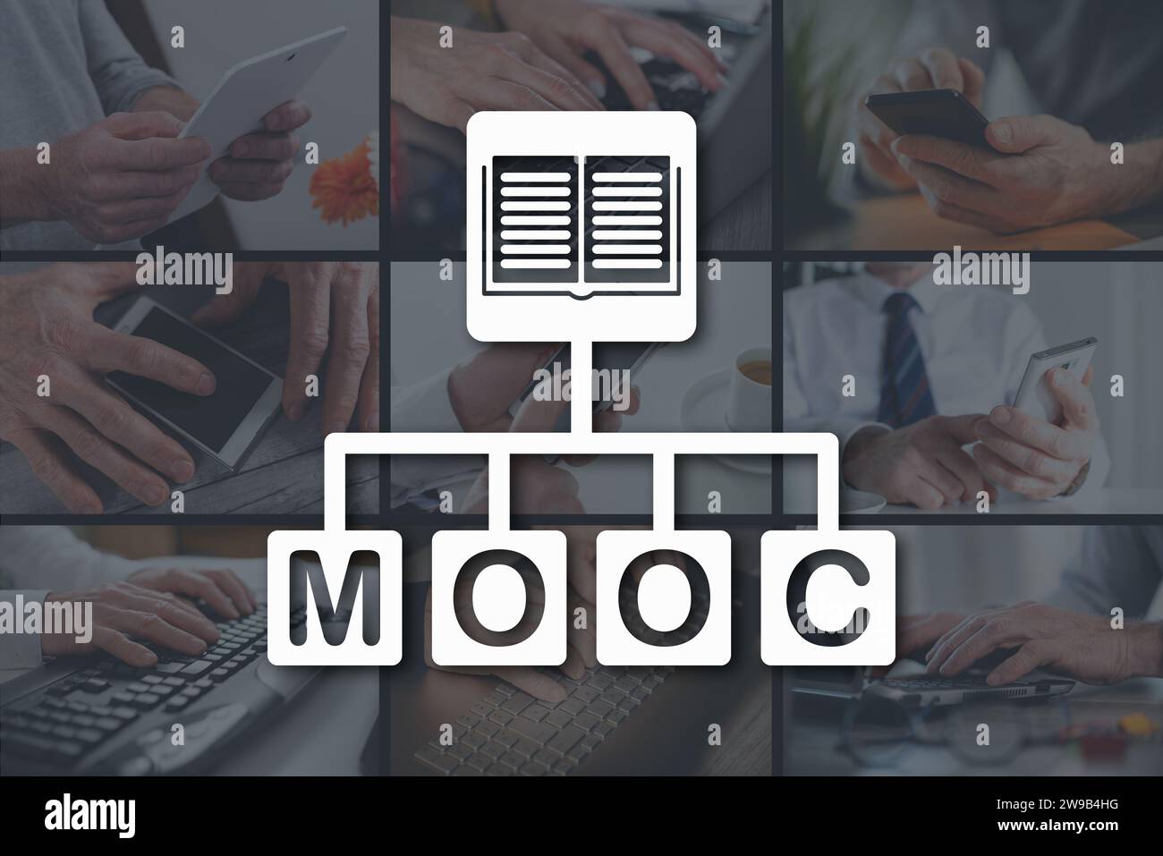 Mooc concept illustrated by pictures on background Stock Photo - Alamy