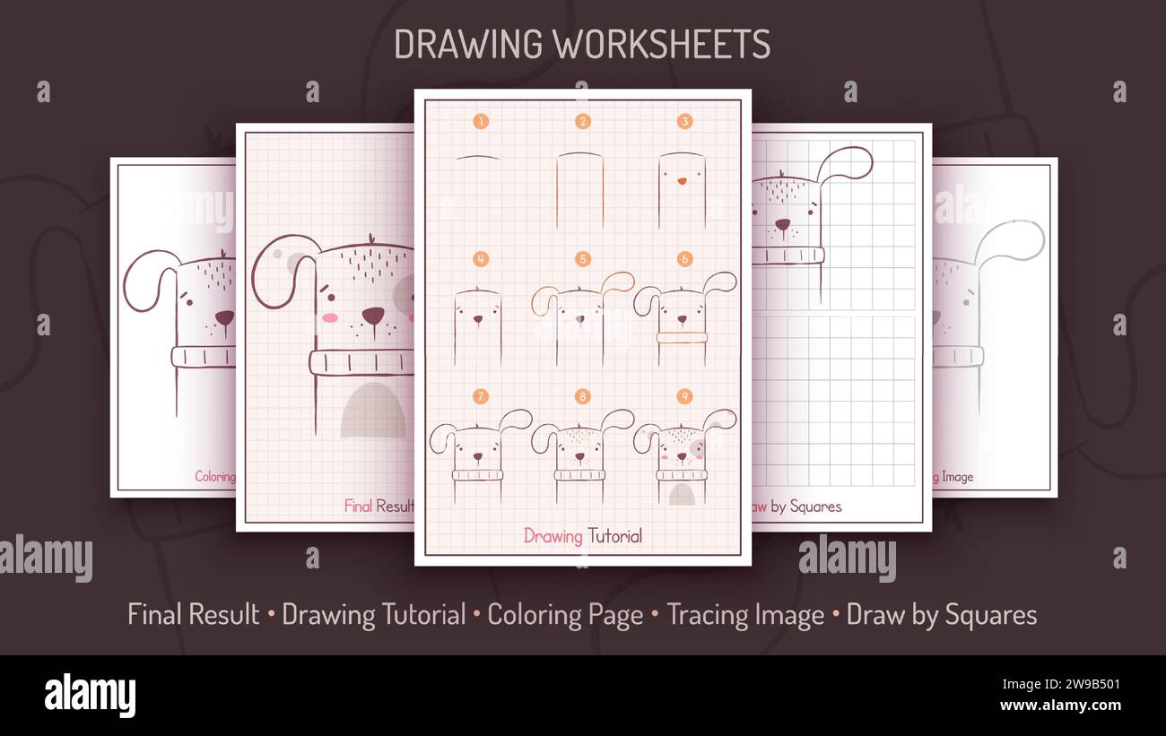 Step by step how to draw a dog hi-res stock photography and images - Alamy
