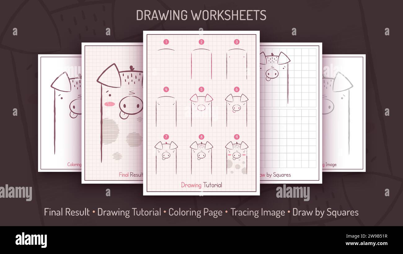 How to Draw a Dirty Pig. Step by Step Drawing Tutorial. Draw Guide ...
