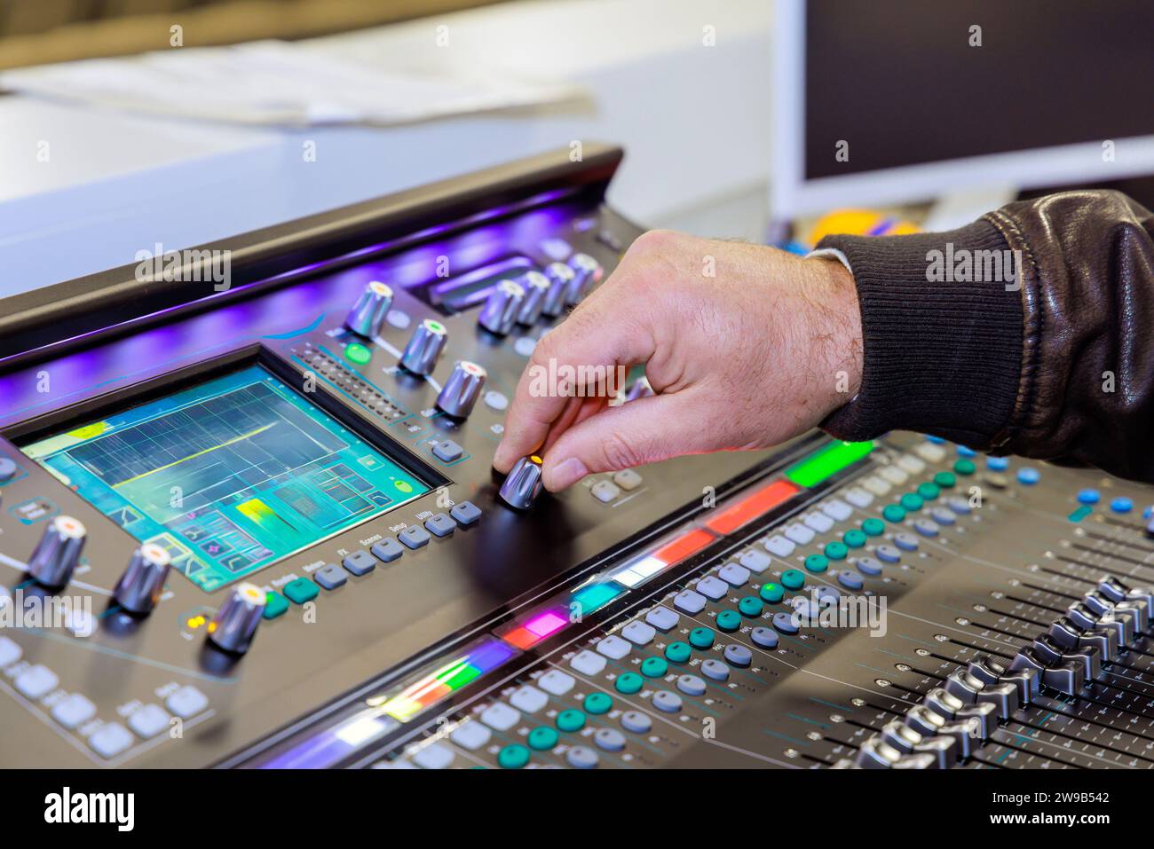 Recording studio mixer audio mixing console control Stock Photo - Alamy