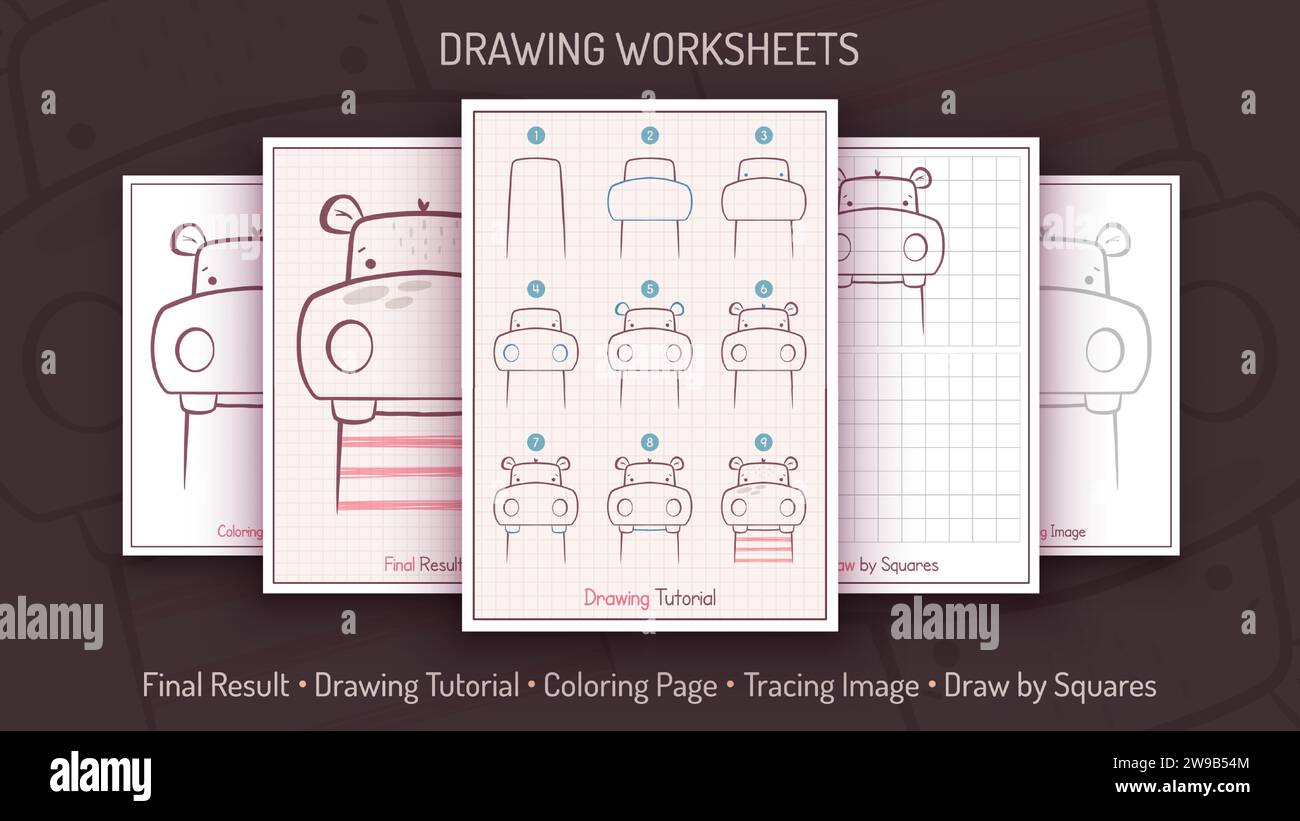 How to Draw a Hippopotamus. Step by Step Drawing Tutorial. Draw Guide ...