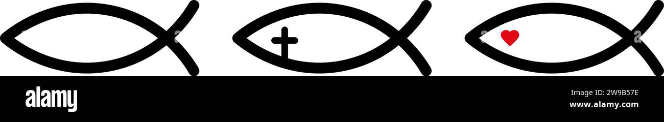 Christian fish icon set basic simple design Stock Vector Image & Art ...