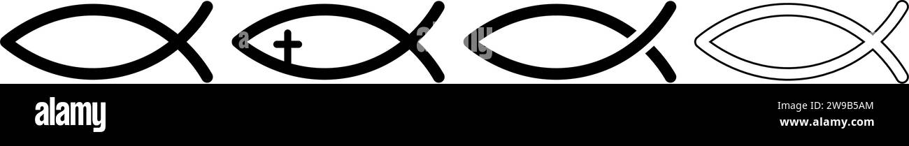 Christian fish icon set basic simple design Stock Vector Image & Art ...