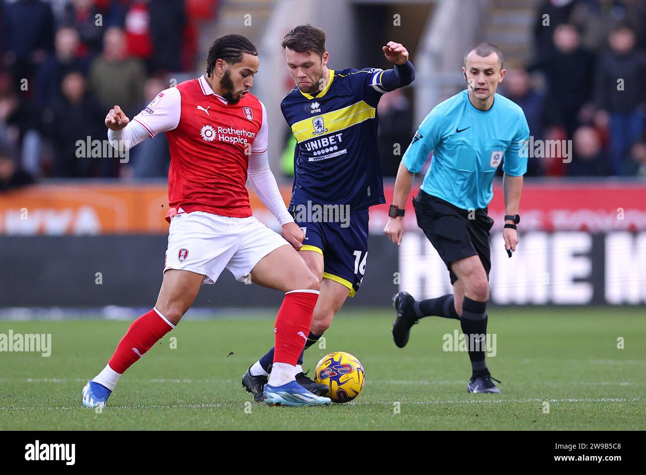 Sam Nombe #29 of Rotherham United and Jonny Howson #16 of Middlesbrough ...
