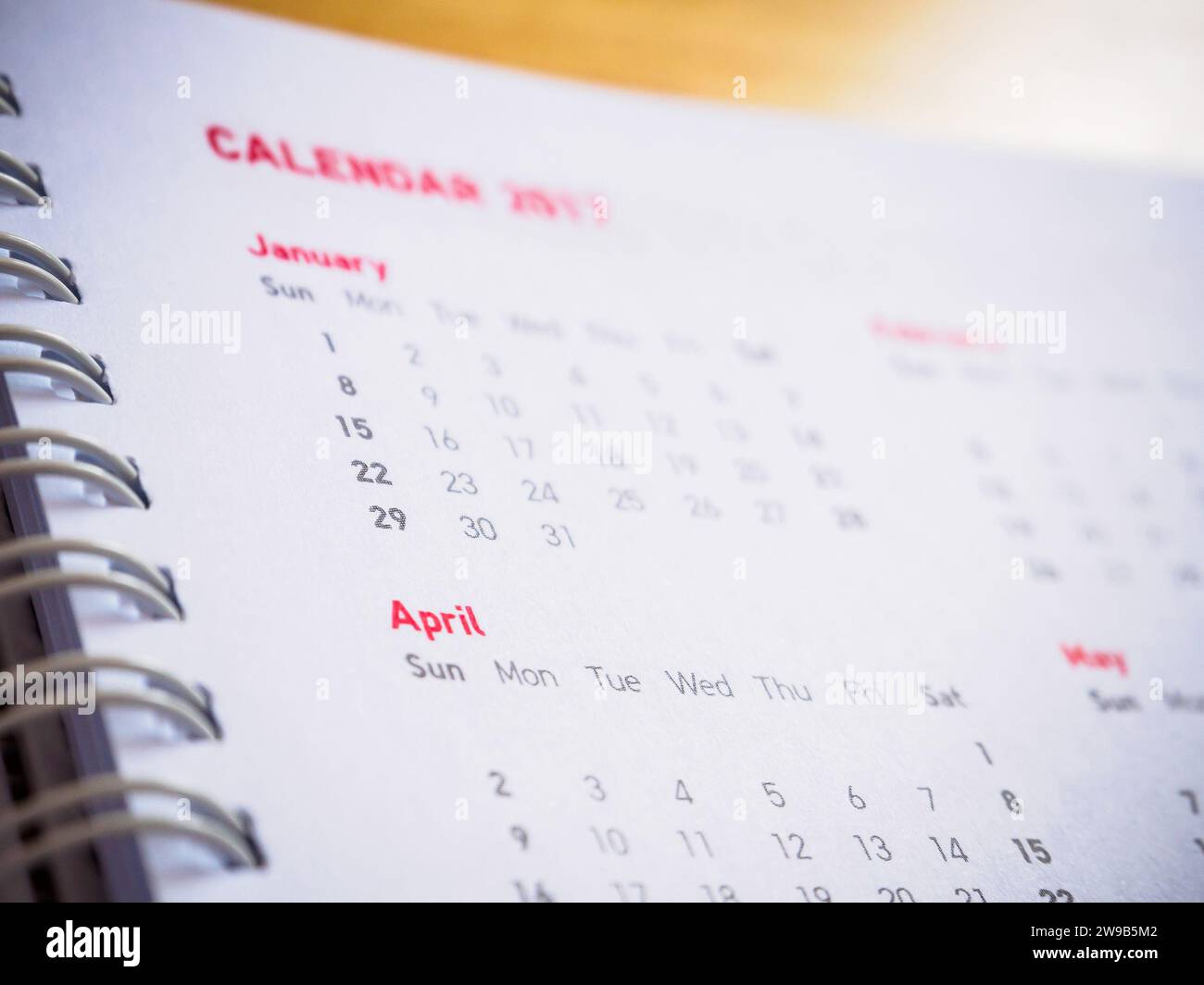 Months and dates on calendar new year 2017 Stock Photo - Alamy