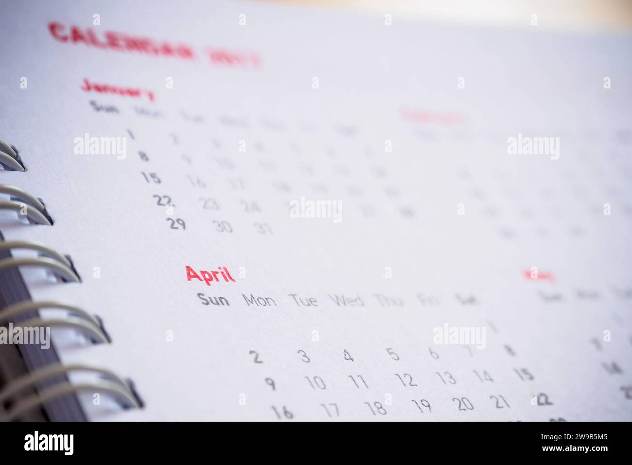 Months and dates on calendar new year 2017 Stock Photo - Alamy