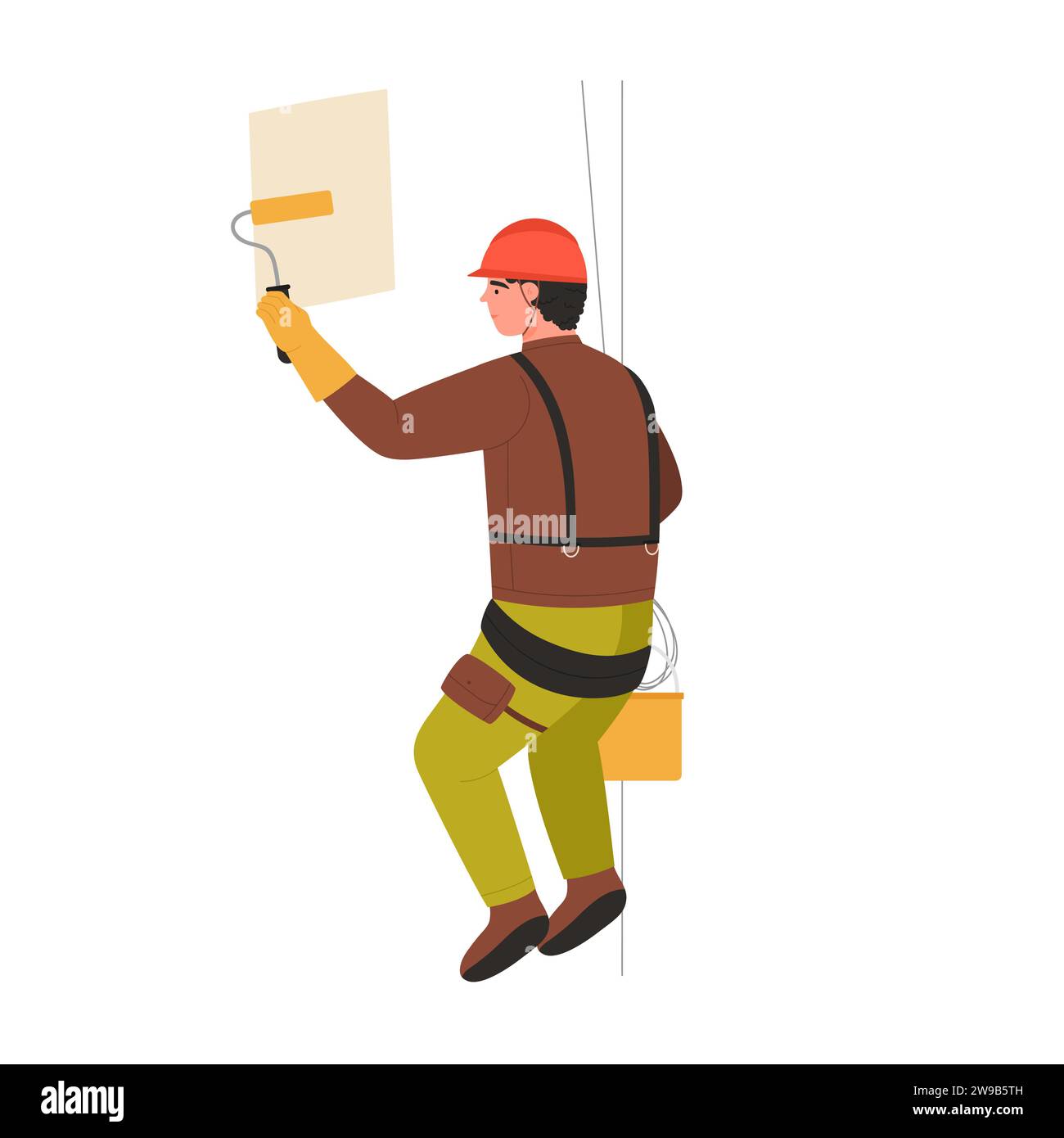 Building painter working at height. Industrial climber, construction ...
