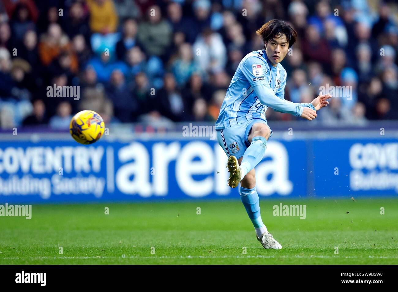 Coventry City's Tatsuhiro Sakamoto attempts a shot on goal during the ...