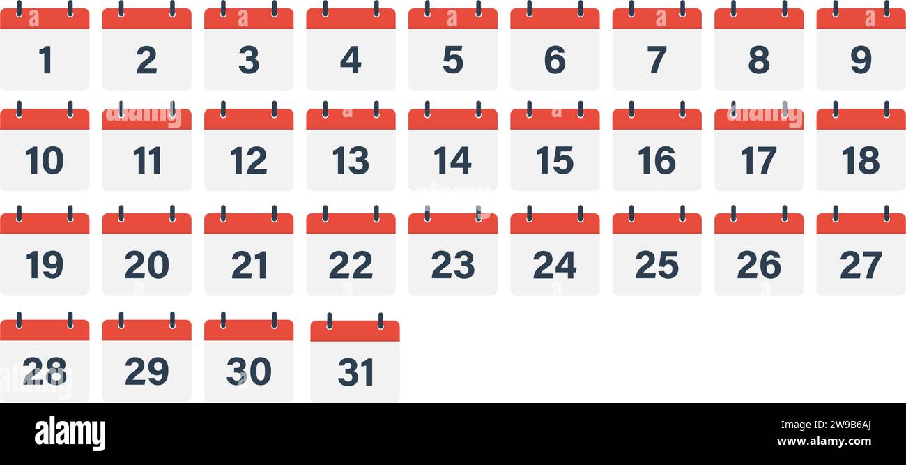 Calendar month days 1-31 icon set Stock Vector Image & Art - Alamy