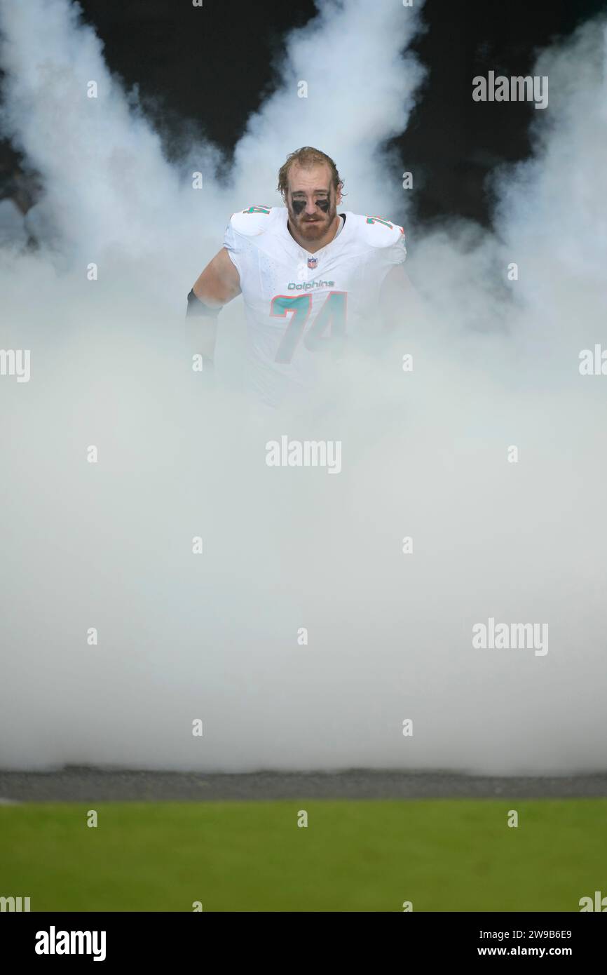 Miami Dolphins offensive lineman Liam Eichenberg (74) runs onto the ...