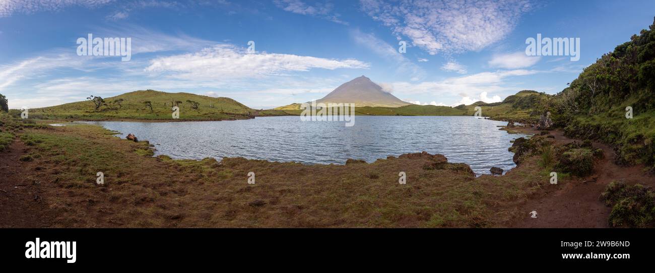 Lagoa do Capitao with clear view of Mount Pico on Pico Island, Azores ...