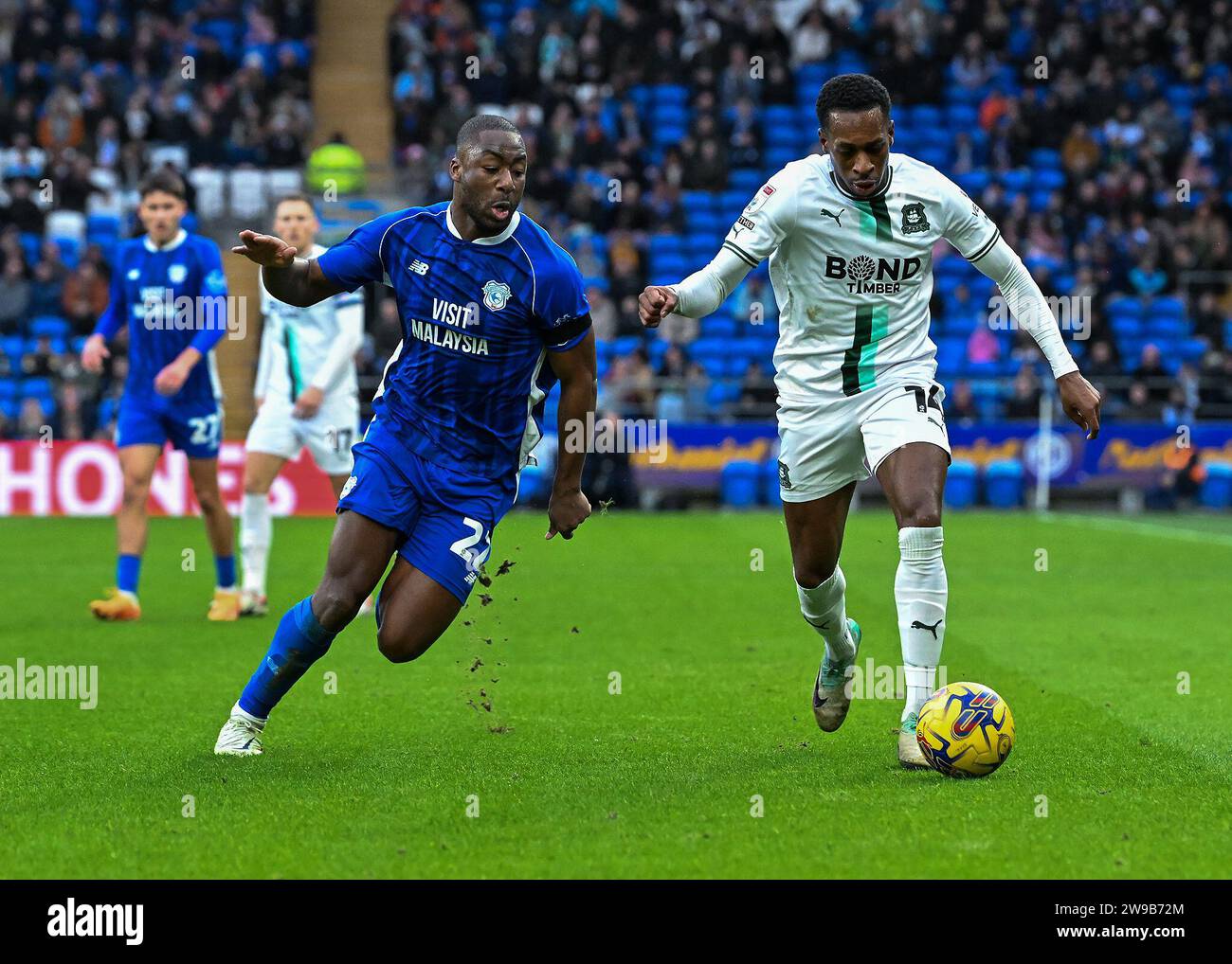 Mickel Miller #14 of Plymouth Argyle in action during the Sky Bet ...