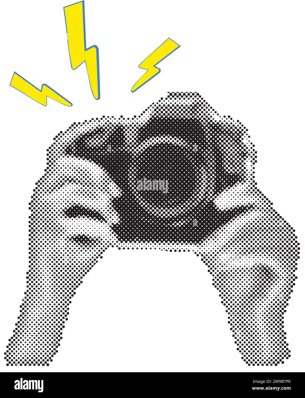 Hands holding vintage photo camera. Trendy halftone style. Collage ...
