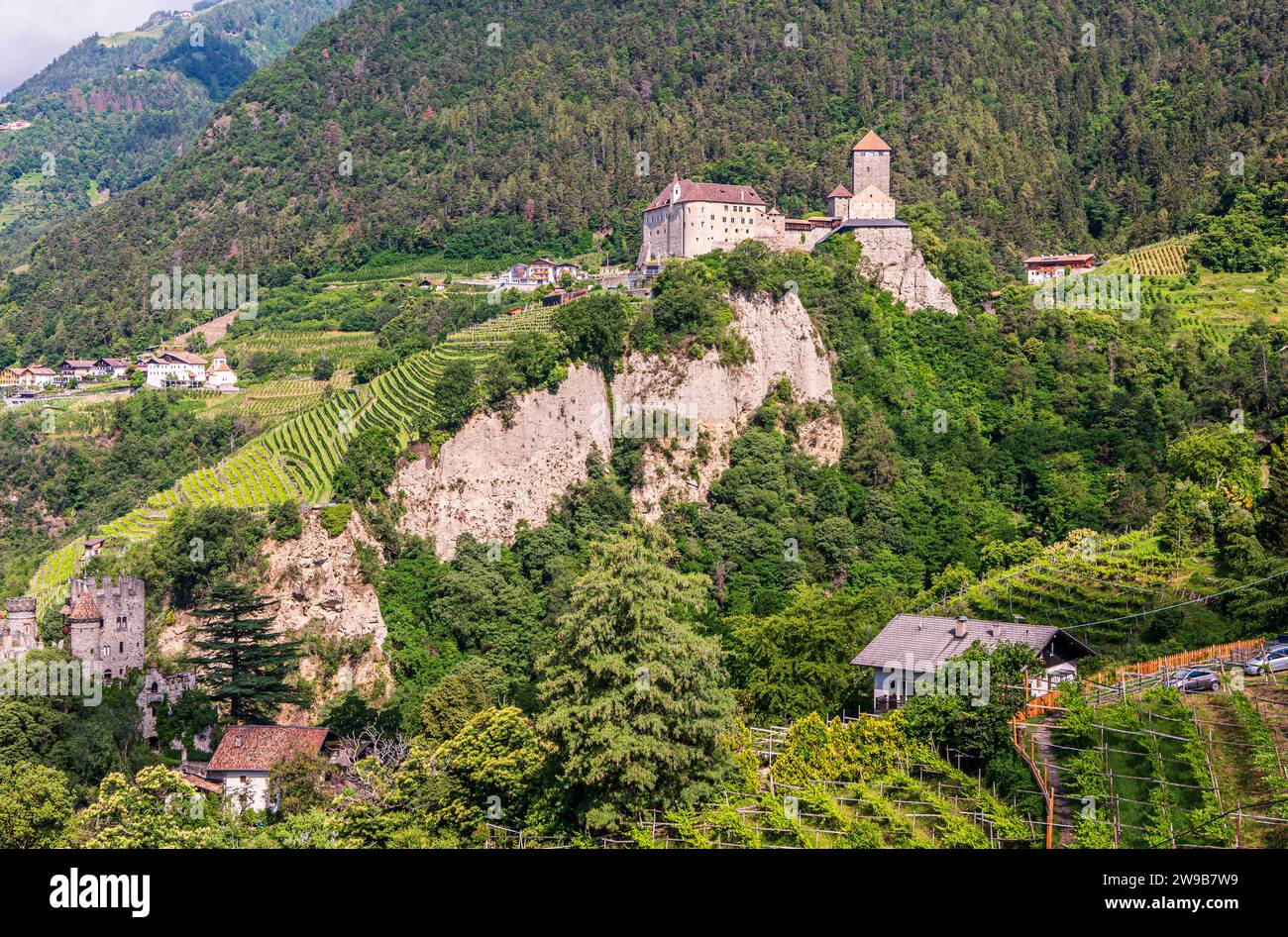 Castle Tirol near the village Tirol near Meran, South Tyrol, Trentino ...