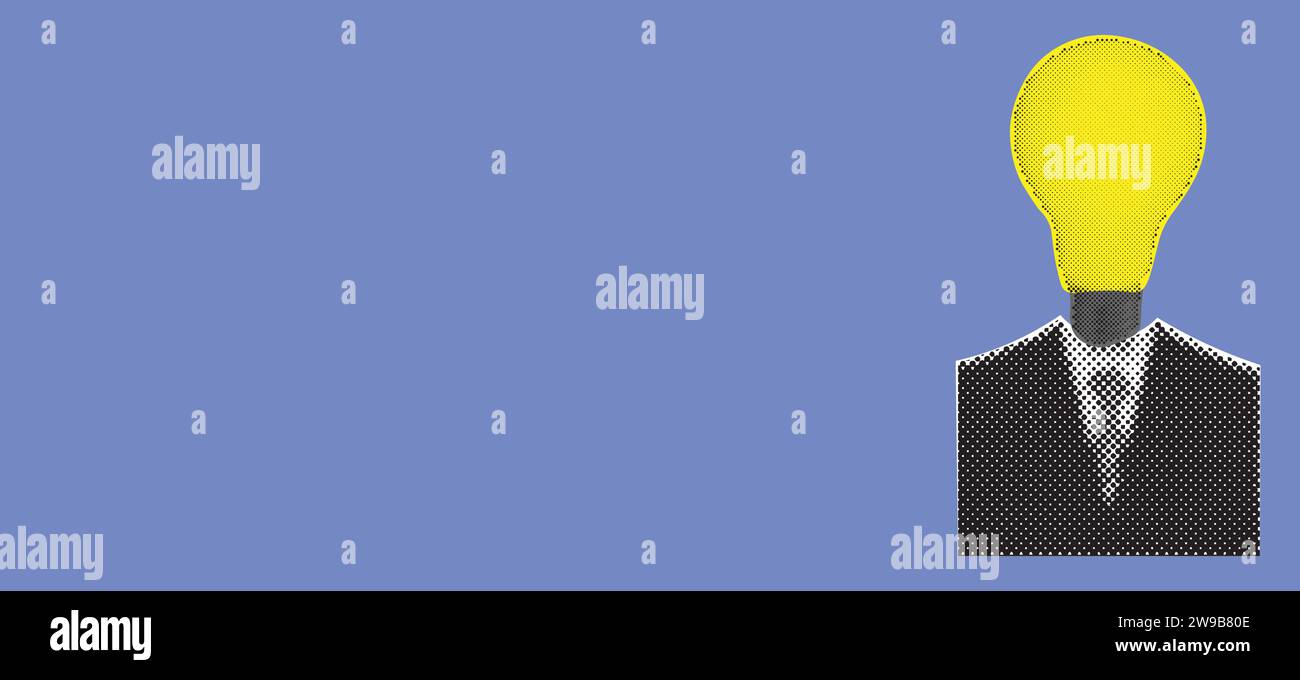 Modern collage with halftone style creative businessman with idea ...