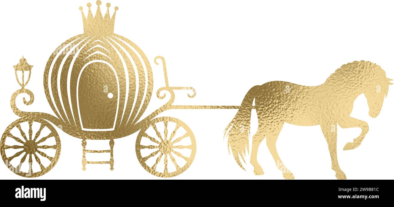 Carriage with horse in gold with transparent background Stock Vector ...