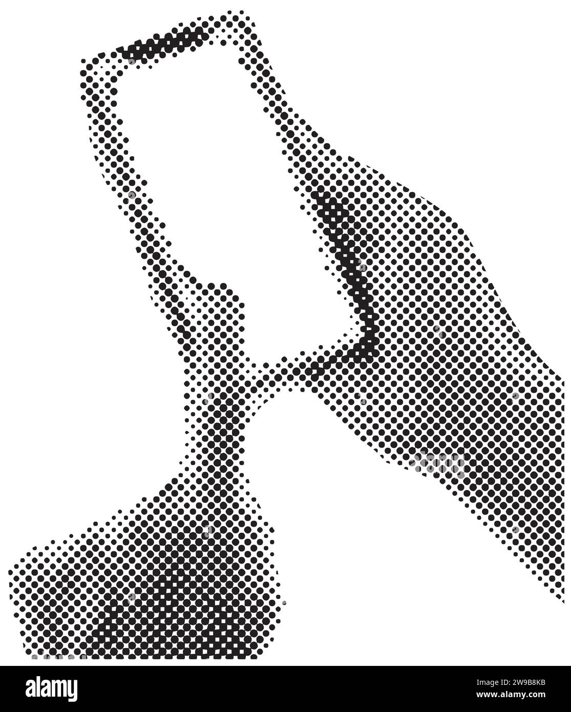 Template of phone in halftone hand. Hand holding phone with blank ...