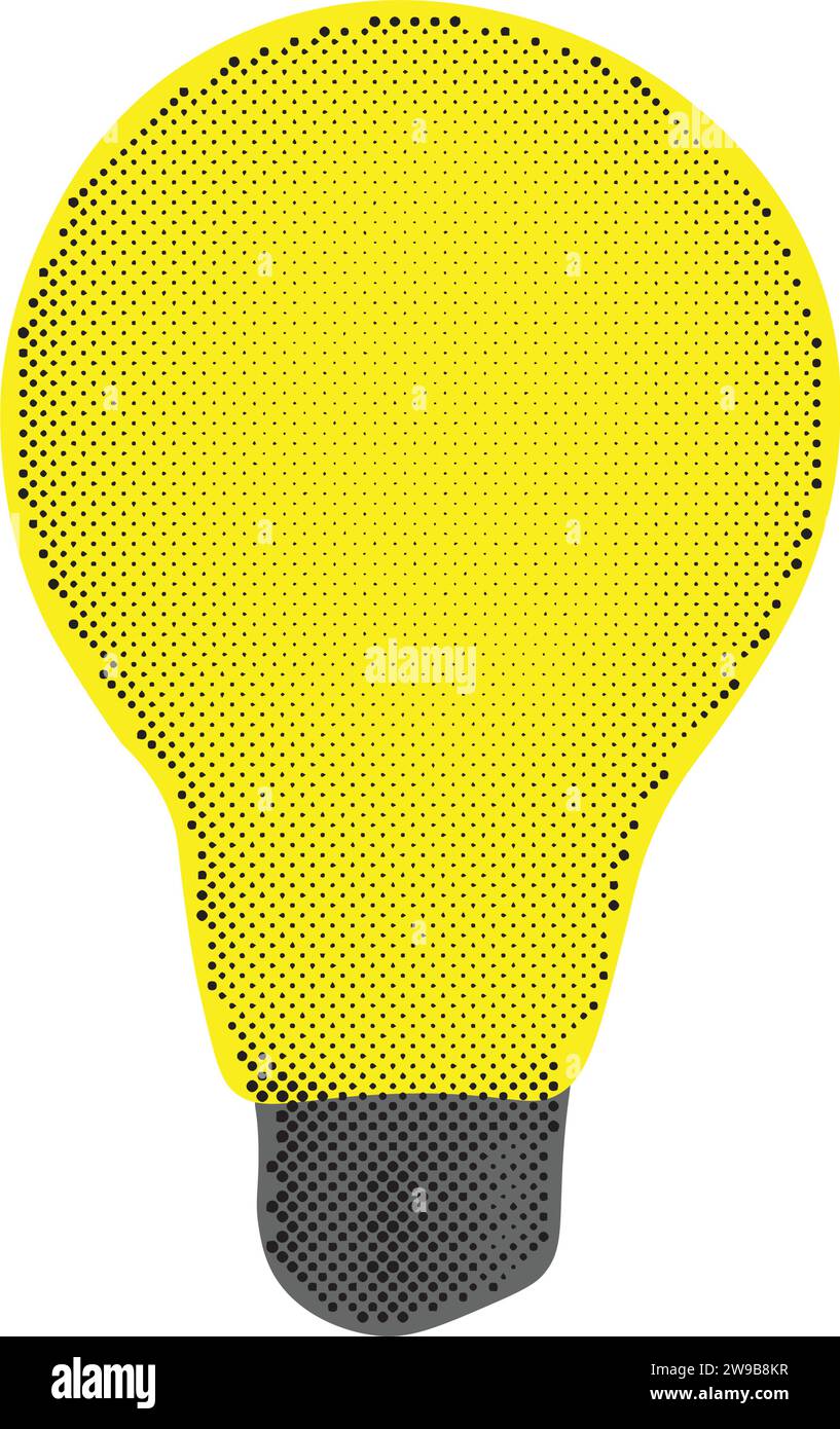 Trendy halftone collage lightbulb. Business idea and solutions. Smart ...