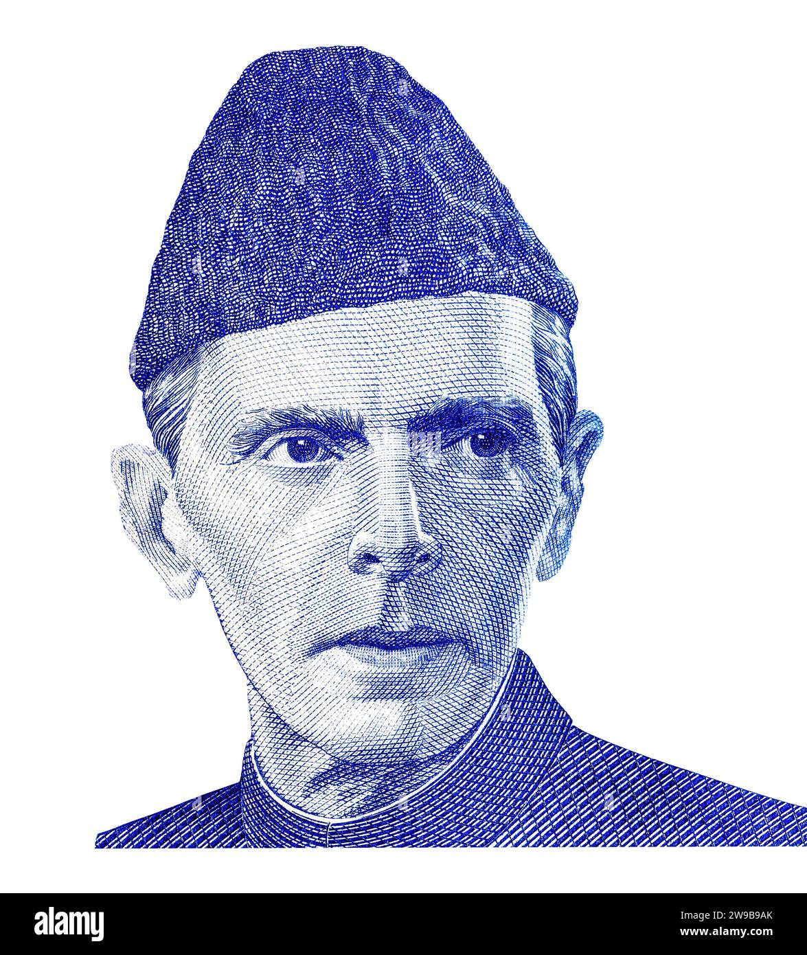 Muhammad Ali Jinnah (1876 - 1948). Portrait from Pakistan 75 Rupee ...