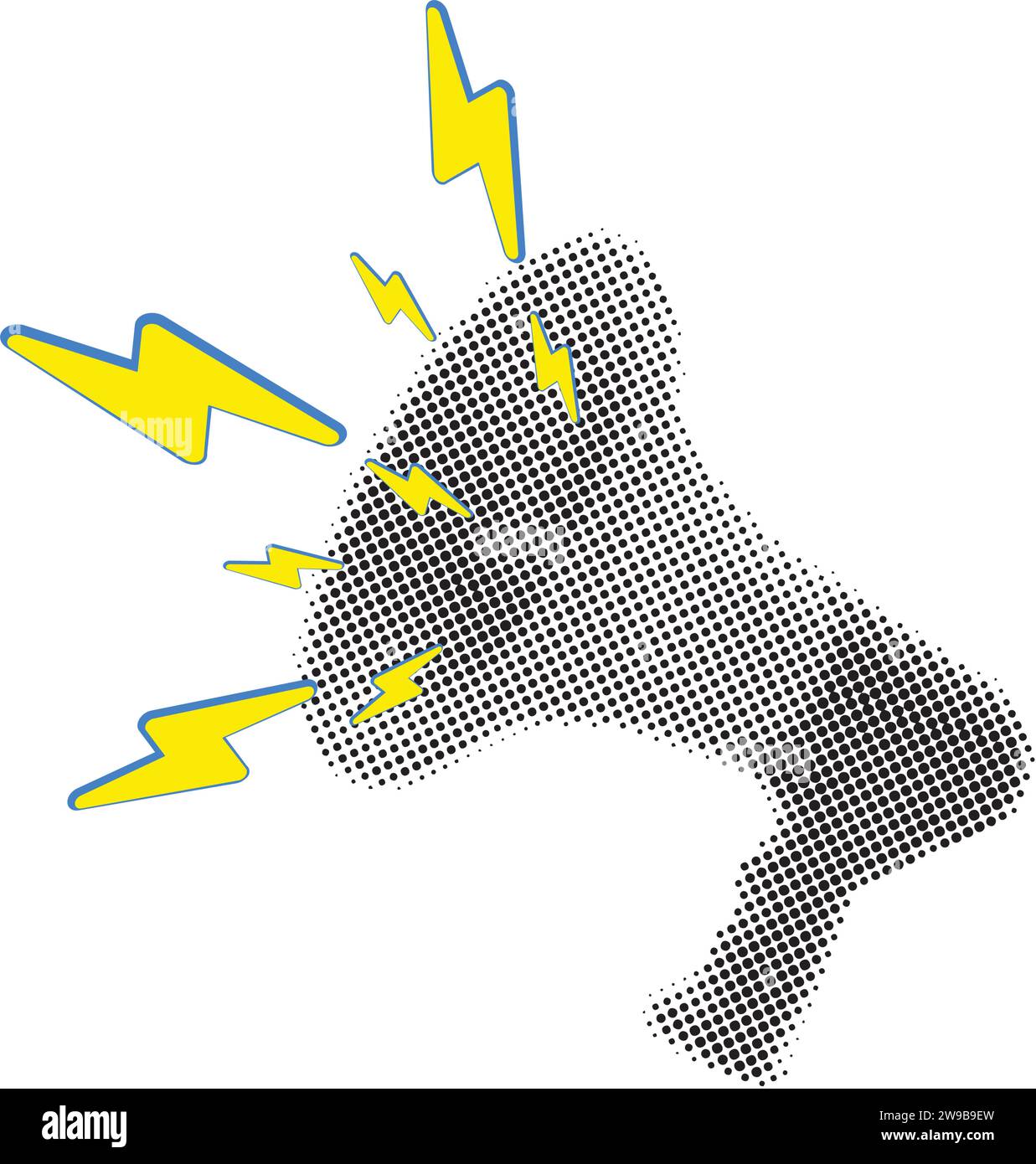 Loudspeaker torn sticker for collage. Retro megaphone for mixed media ...