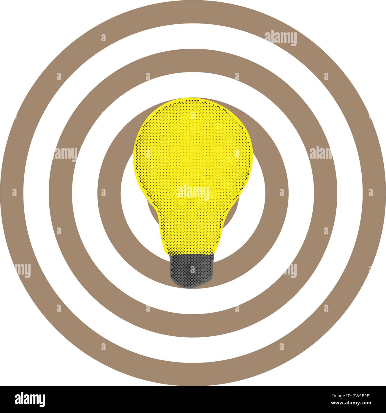 Trendy halftone collage lightbulb and target sign. Business idea and ...