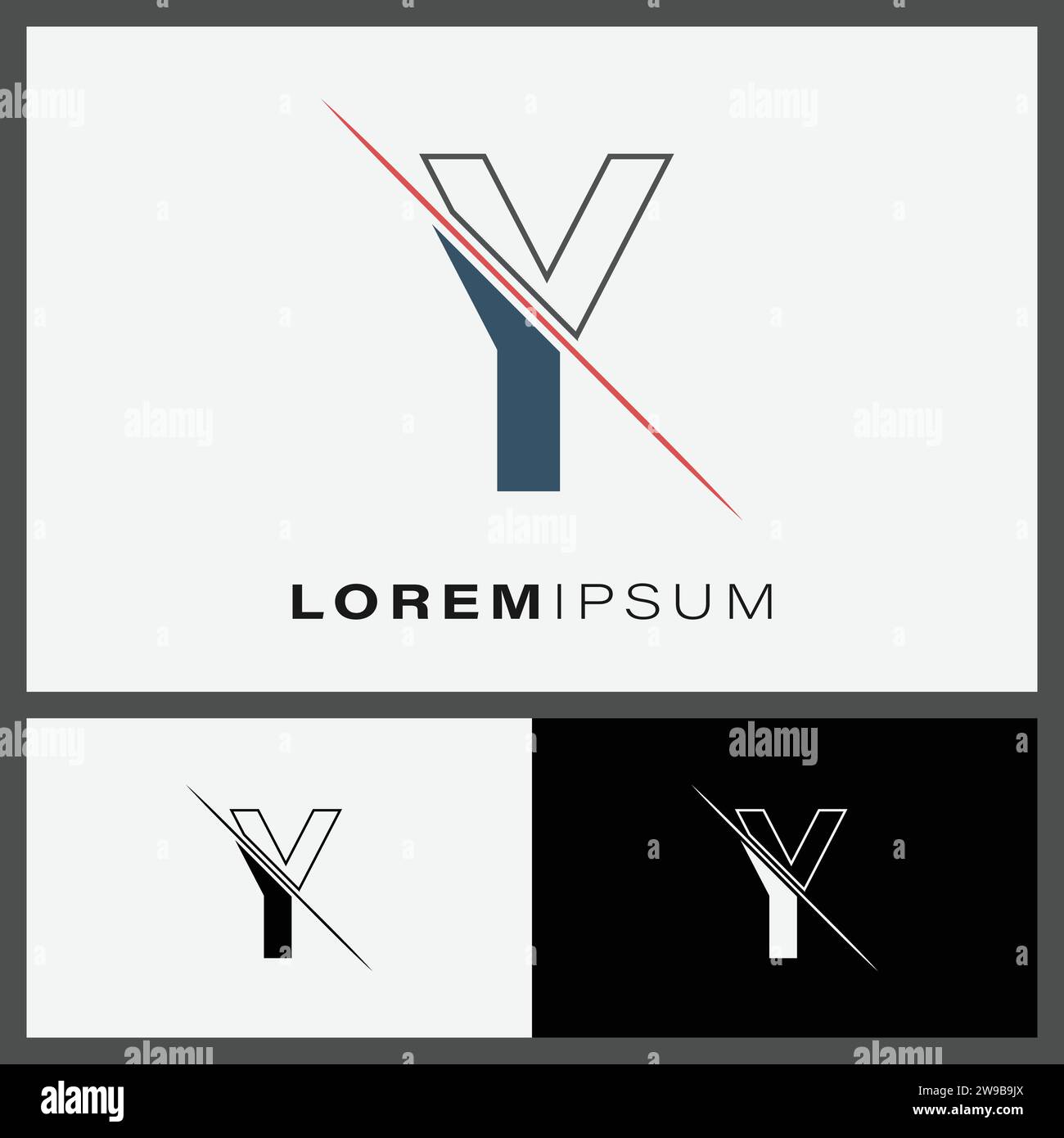 Letter Y cutting logo icon with line cut in the middle. Creative ...
