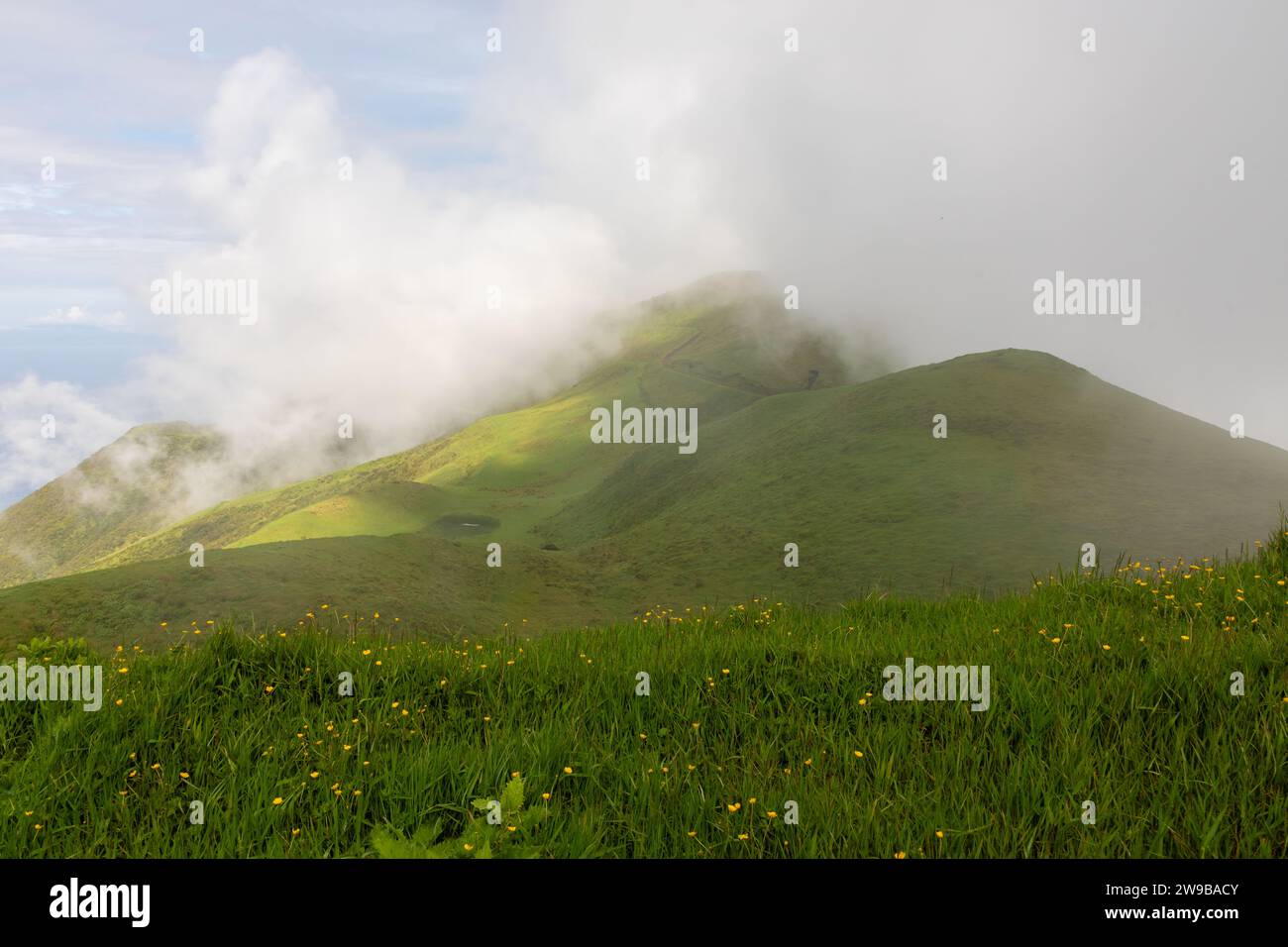 Walk along the volcanic craters of Sao Jorge Island, Azores, Portugal ...