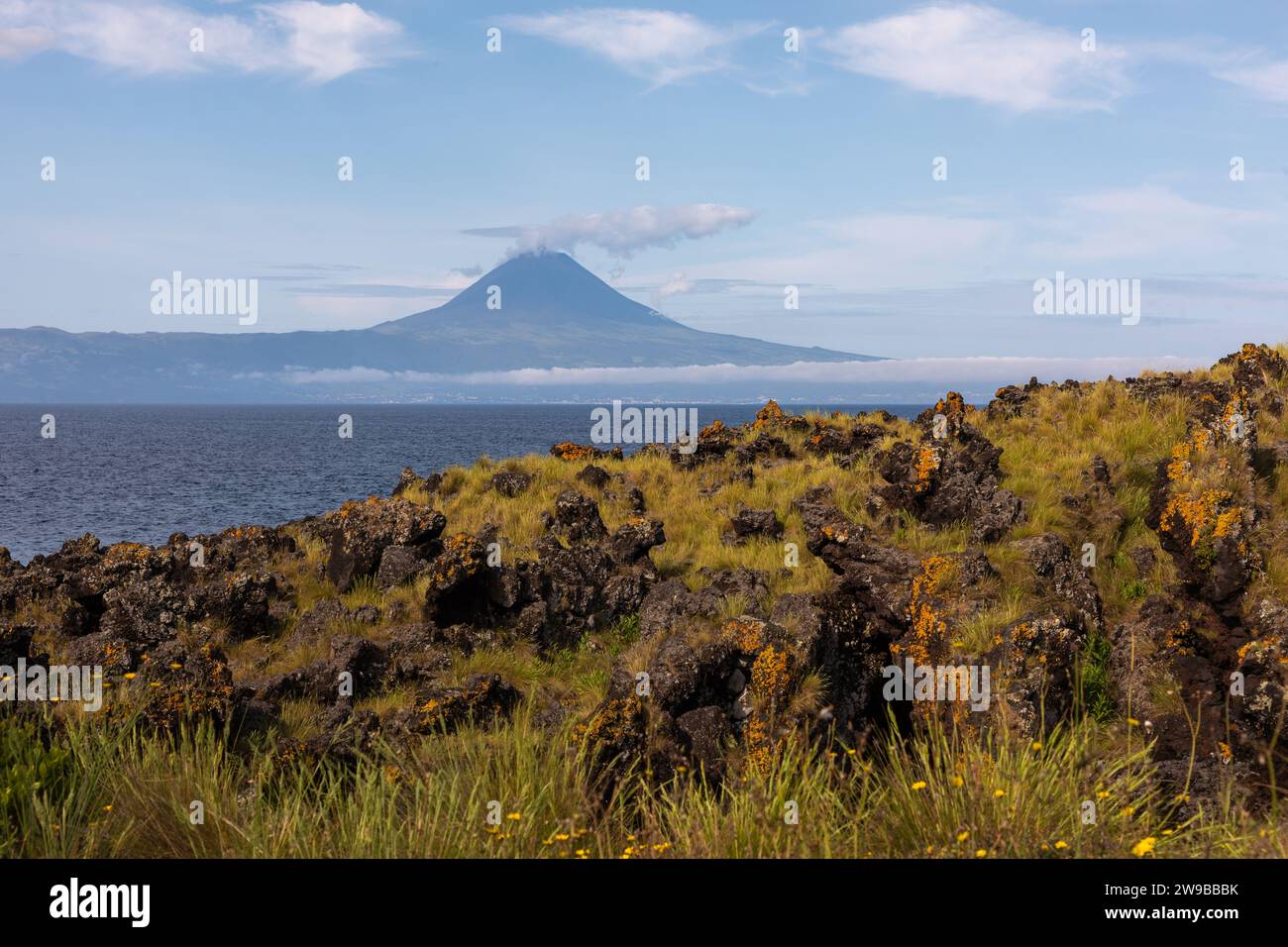 View of Pico island with Pico mountain from Sao Jorge, Azores, Portugal ...