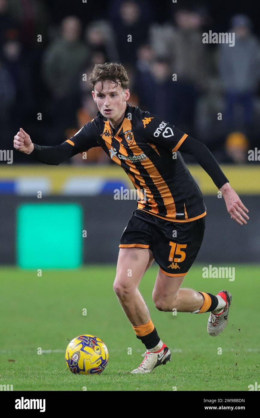 Hull, UK. 26th Dec, 2023. Tyler Morton #15 of Hull City on the ball ...