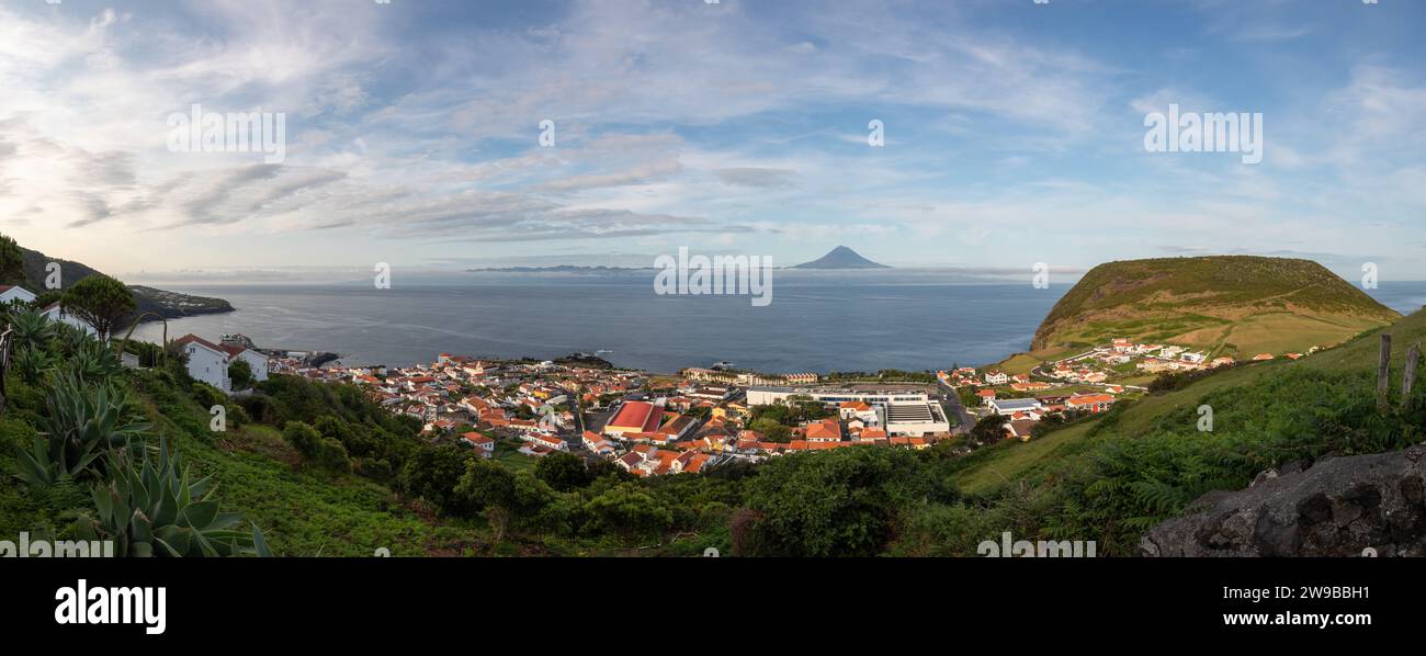 Panoramic view of Velas, capital town of Sao Jorge, Azores Stock Photo ...