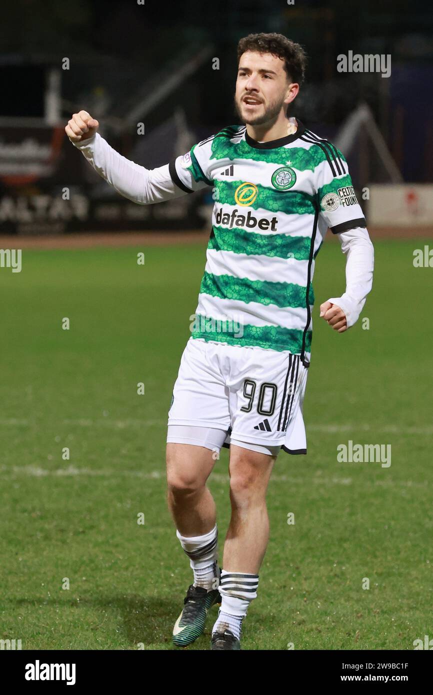 Celtic's Mikey Johnston celebrates after the final whistle of the cinch ...