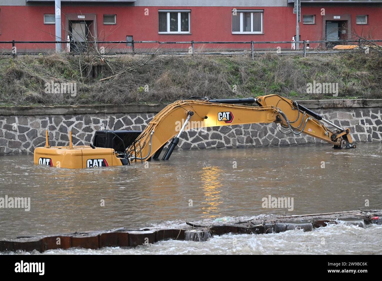 Brno, Czech Republic. 26th Dec, 2023. Bank of the Svratka River in Brno ...