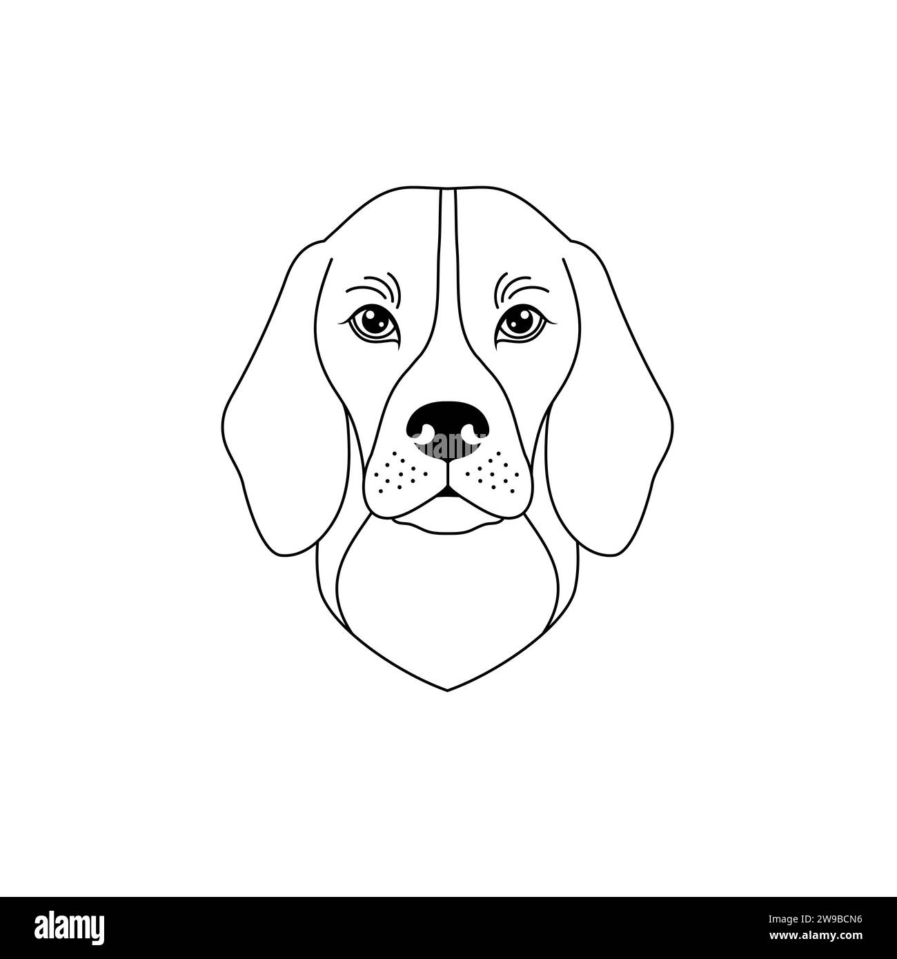 Beagle dog muzzle in linear flat style on white background Stock Vector ...
