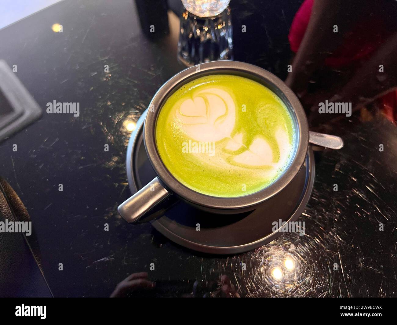 Hot matcha green tea cup Stock Photo - Alamy