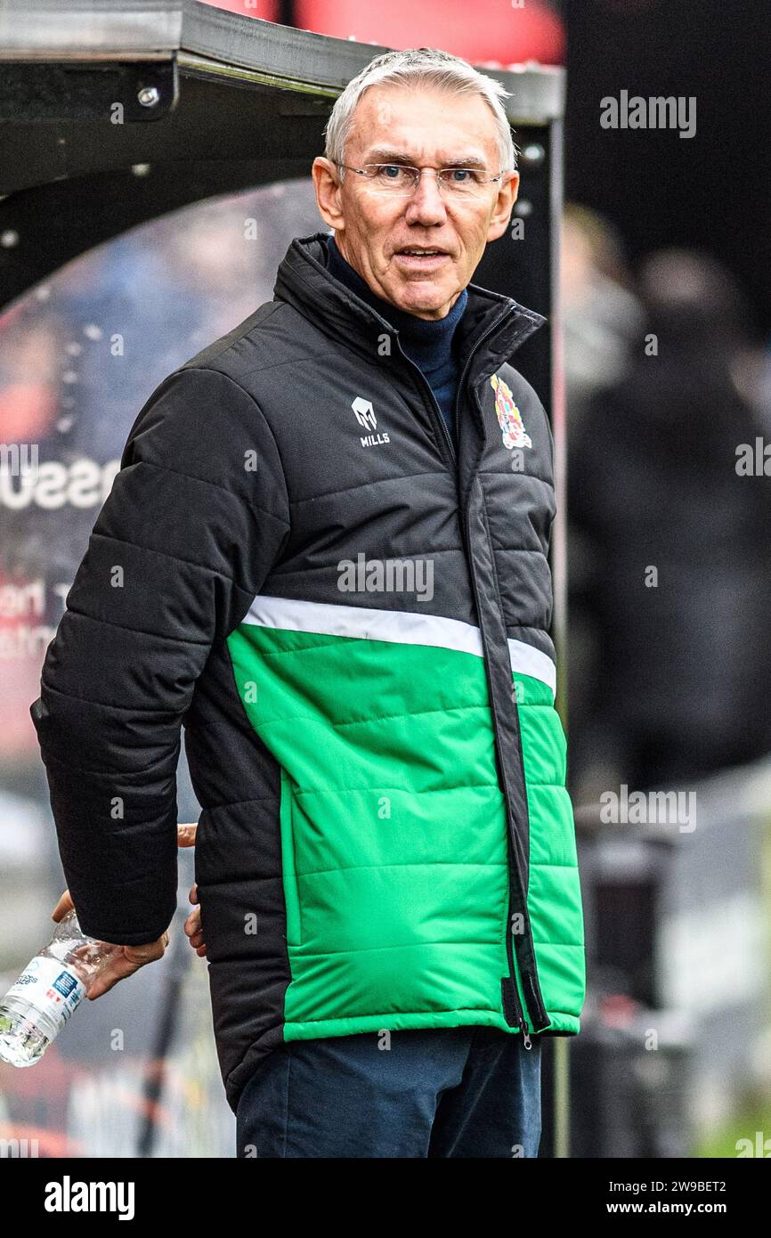 Tranmere Rovers' Manager Nigel Adkins watches the warm up during the ...