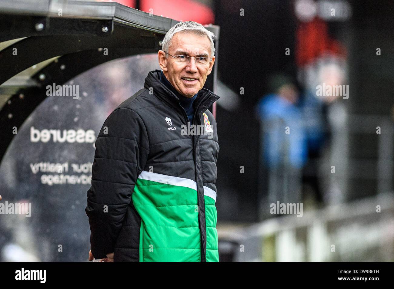 Tranmere Rovers' Manager Nigel Adkins watches the warm up during the ...