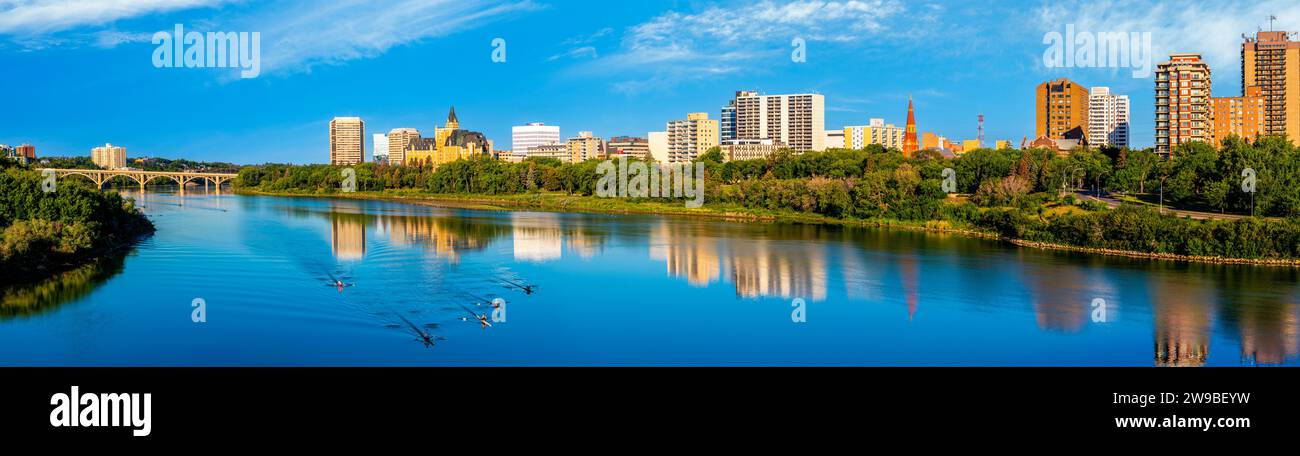 Skylines at waterfront, South Saskatchewan River, Saskatoon ...