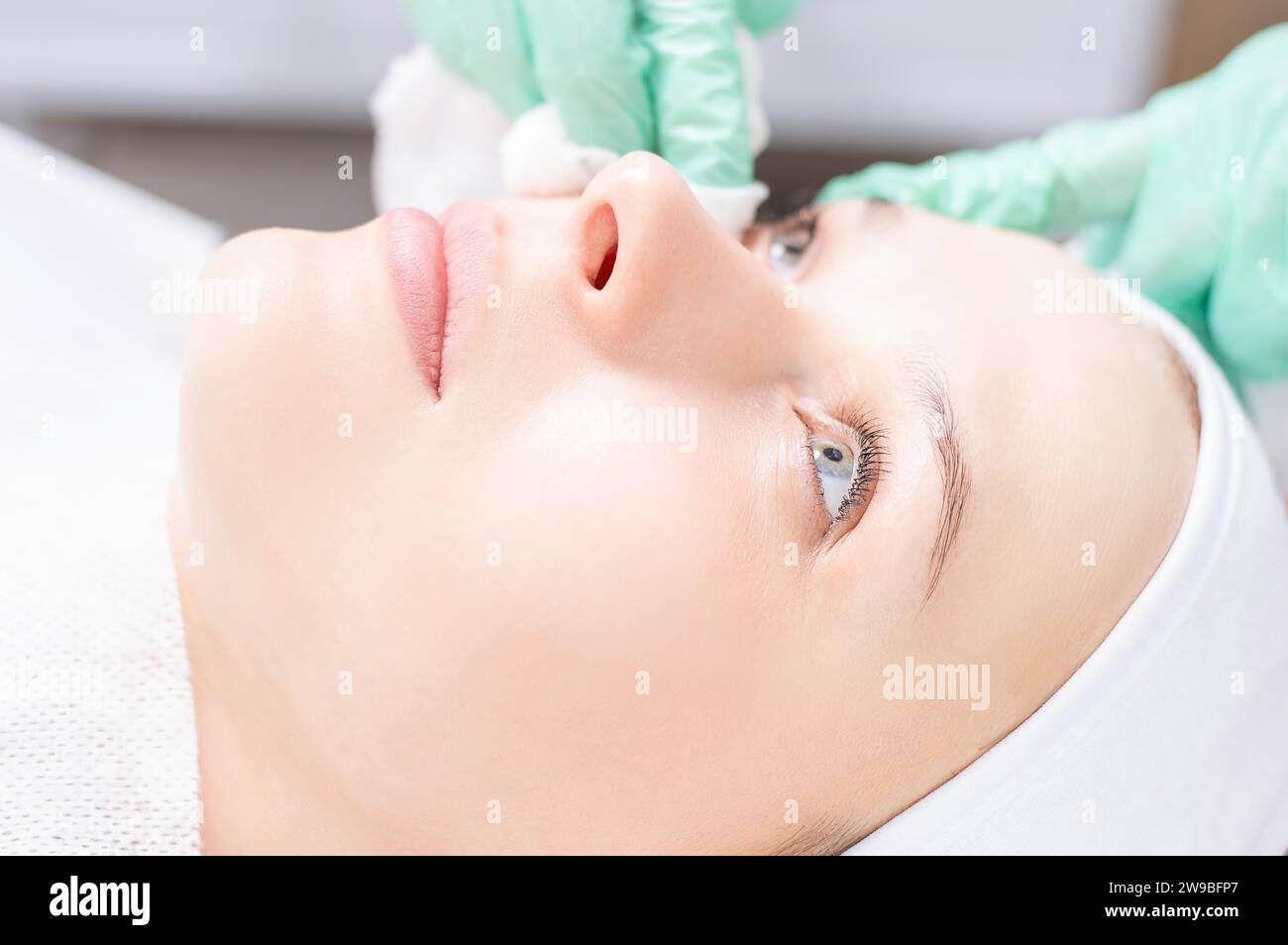 Beautiful girl gets face peeling. Skin health concept. Beauty salons ...