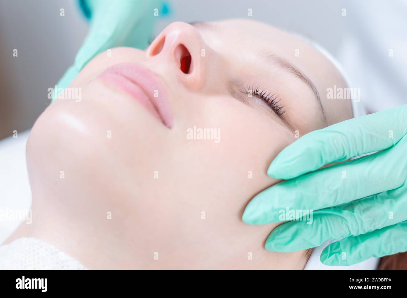 Beautiful girl gets face peeling. Skin health concept. Beauty salons ...
