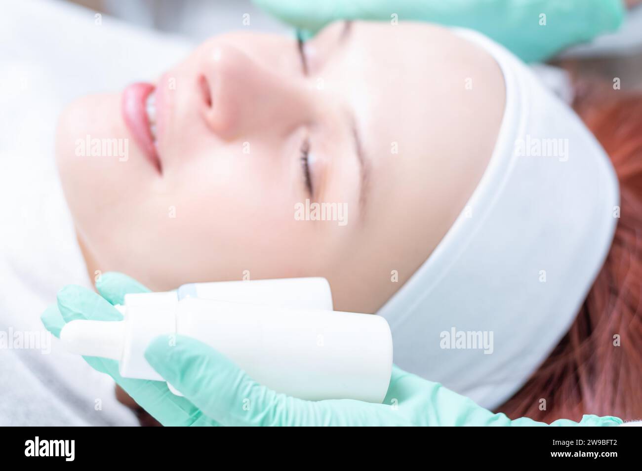Beautiful girl gets face peeling. Skin health concept. Beauty salons ...