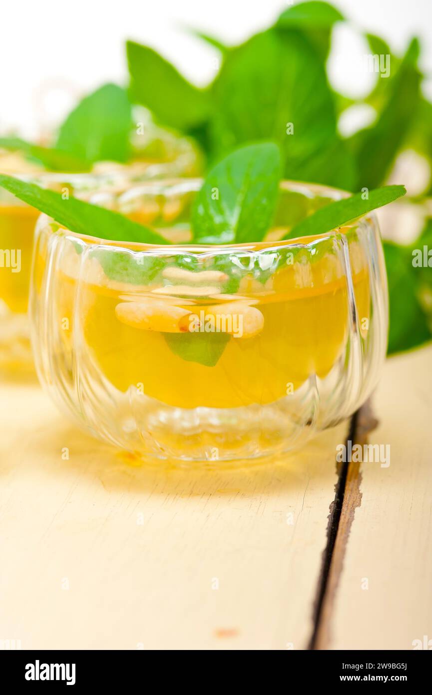 Arab traditional style mint and pine nuts tea called at tay, food ...