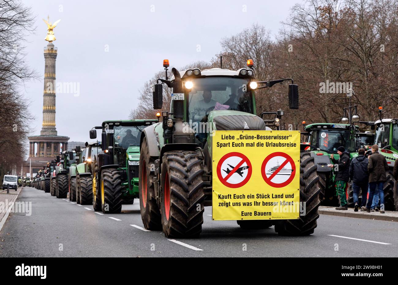 Farmers' demonstration, farmers with their tractors protest against the ...