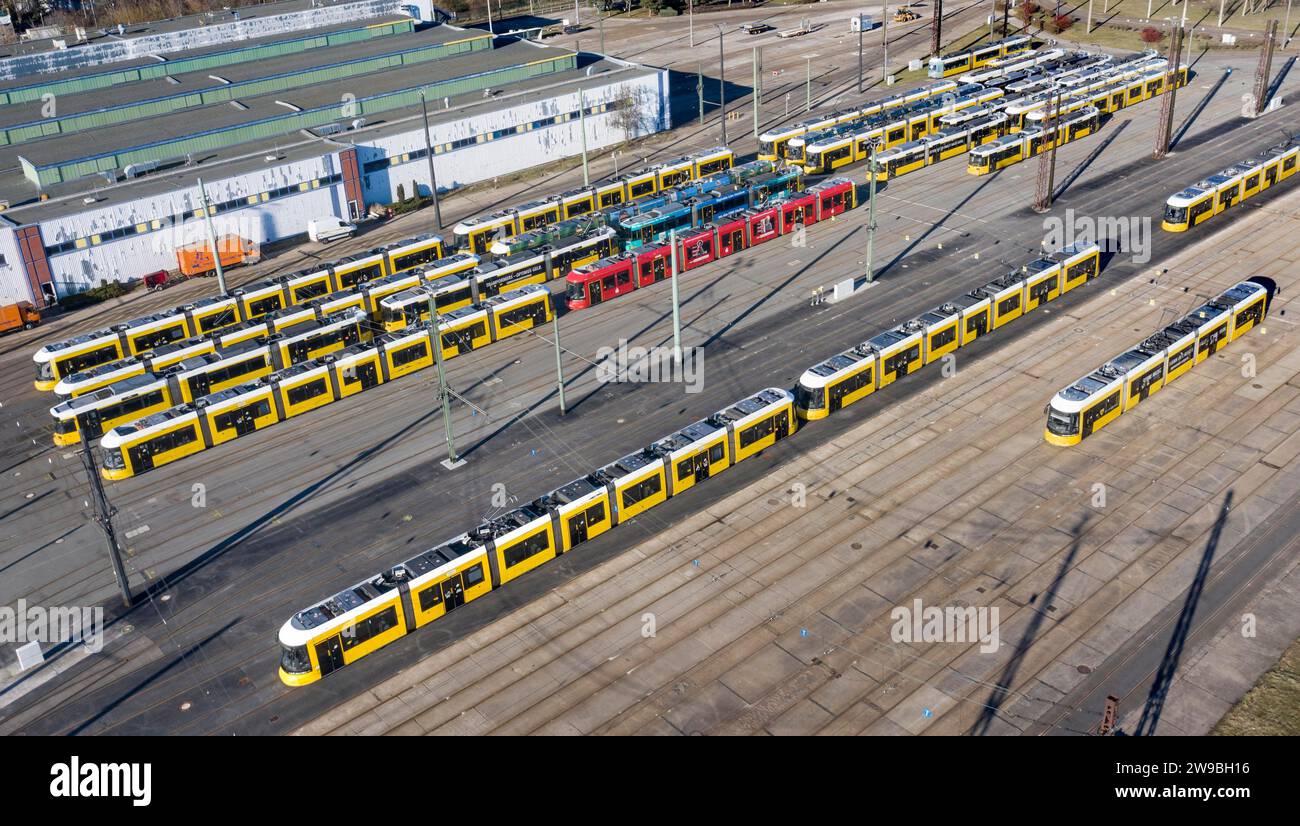 Berlin, 01.03.2023, View of trams of the Berliner Verkehrsgesellschaft ...