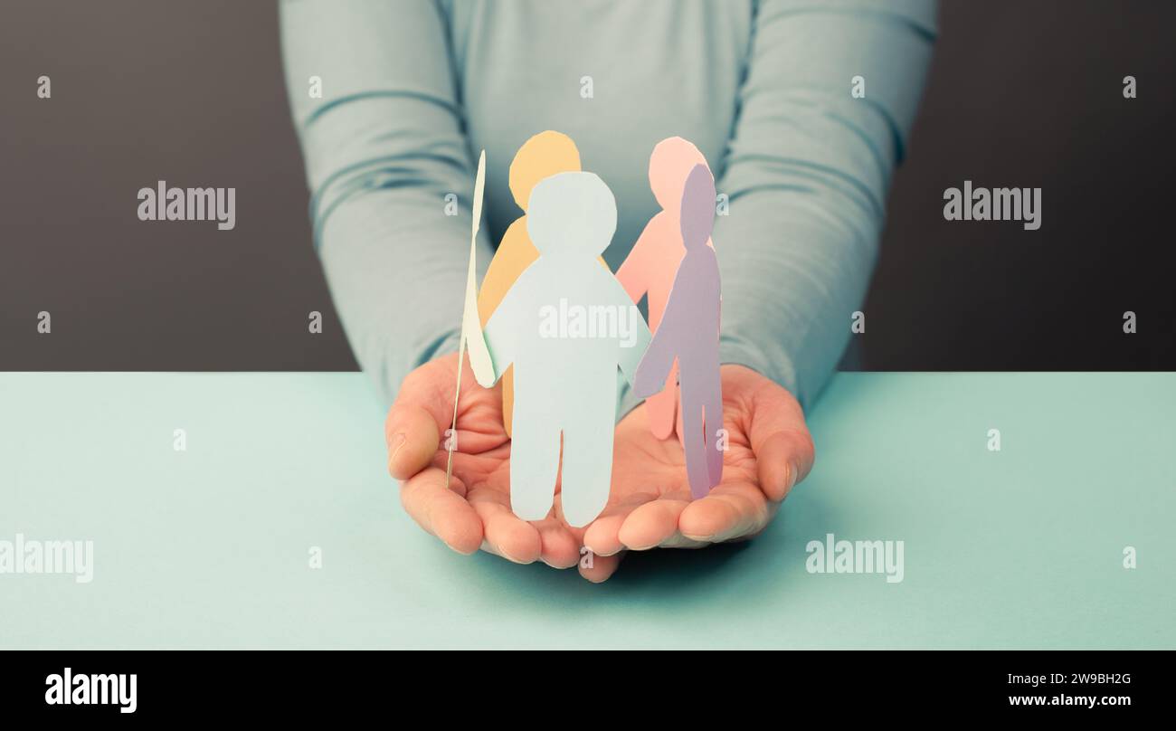 Human rights, friendship support and freedom, multicultural people ...