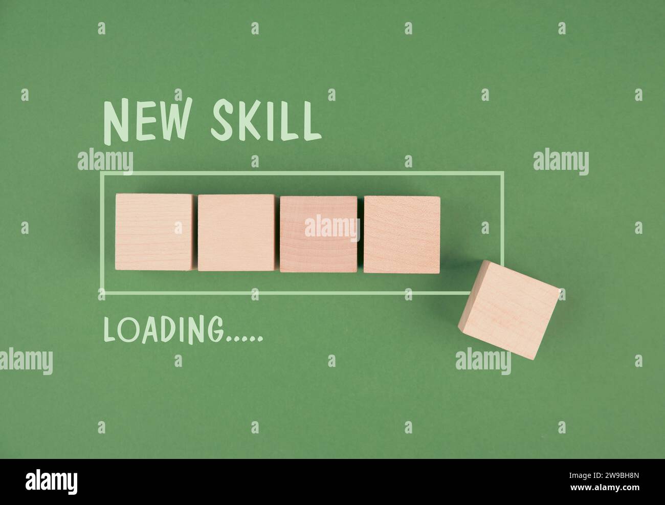Progress bar with the words new skill loading, education concept ...