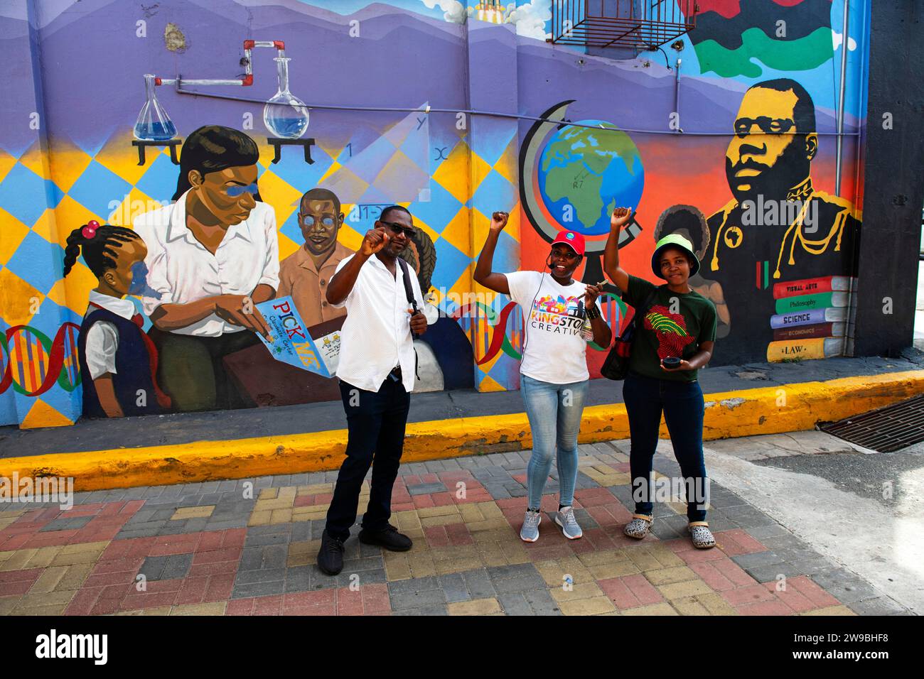 Guides in front of Marcus Garvey, Education-Mural, Water Lane, Downtown ...