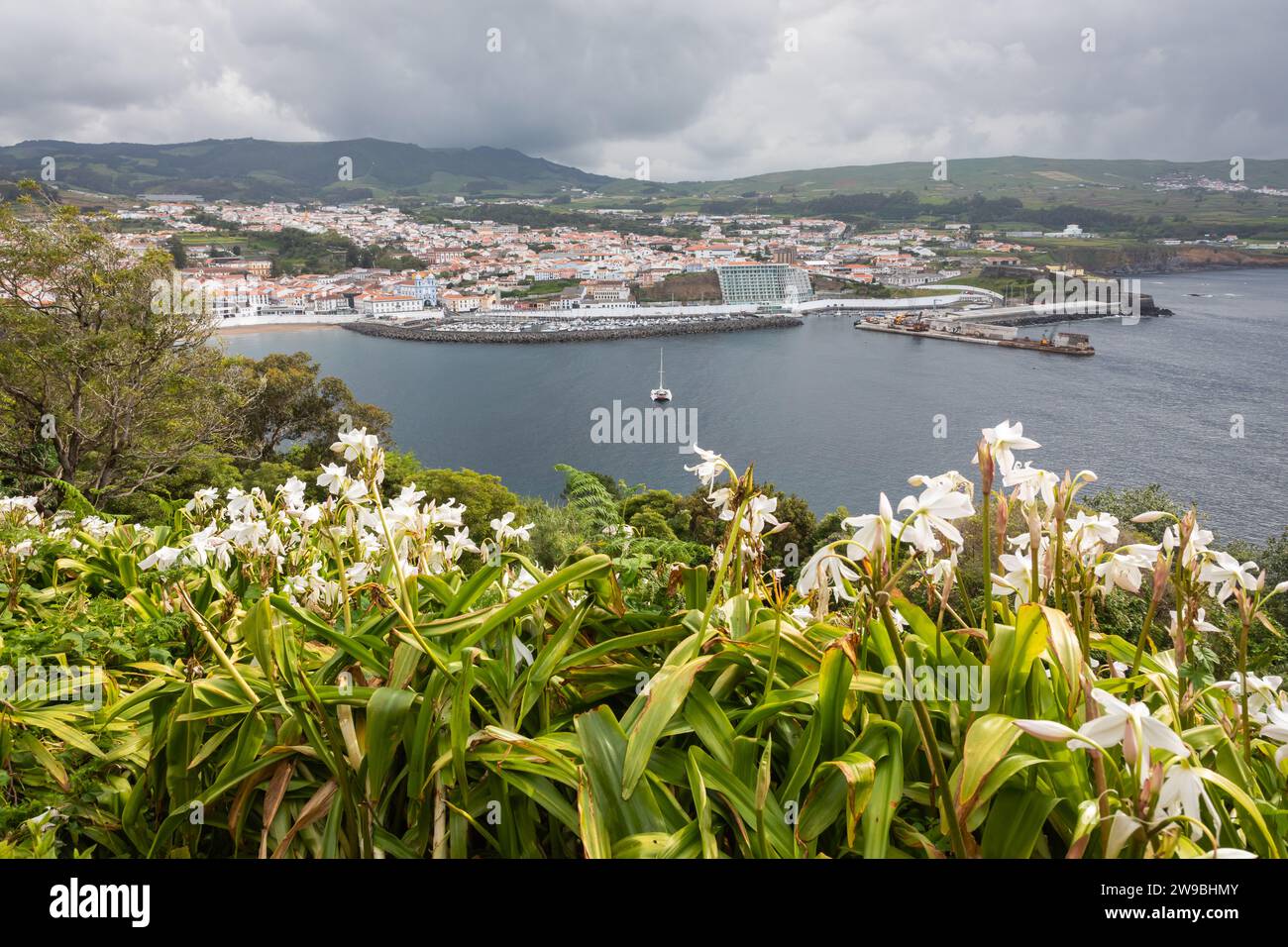 View of Angra do Heroismo from Monte Brazil, Terceira, Azores Stock ...