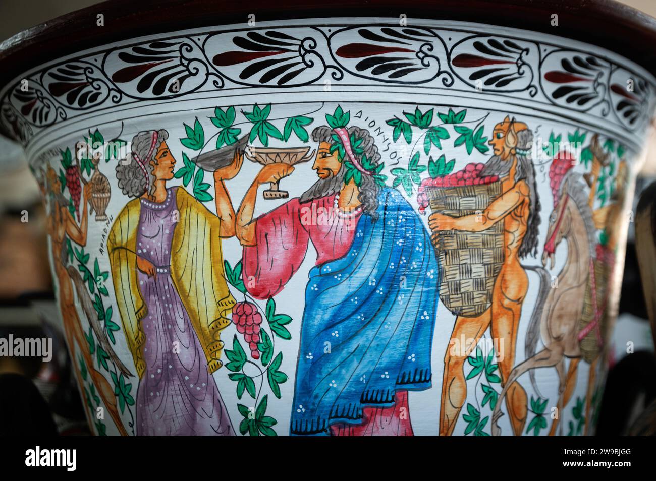 antique greek pottery with typical design hand made Stock Photo - Alamy