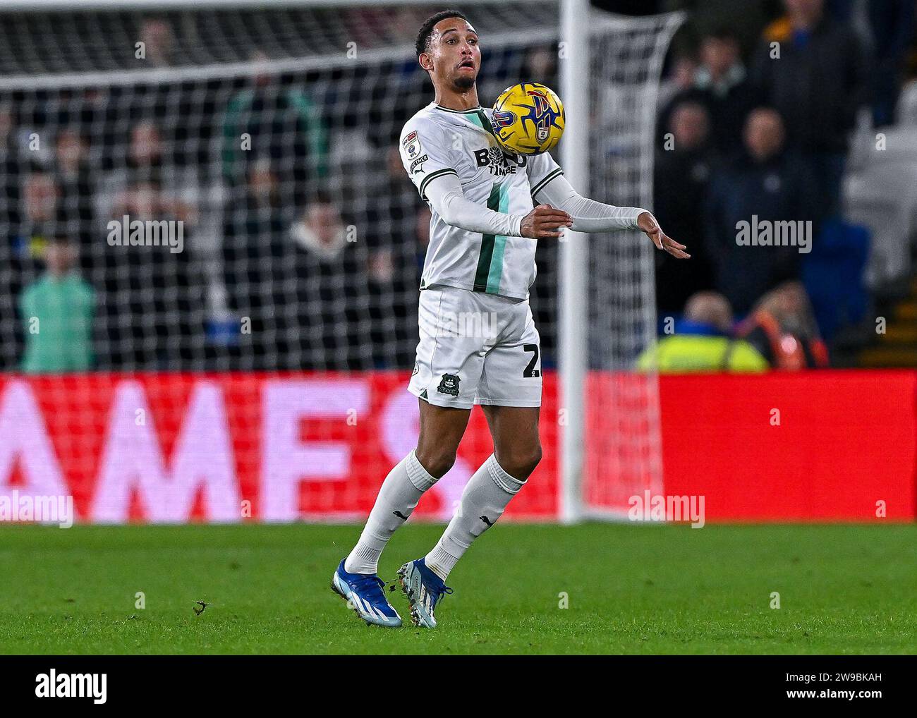 Brendan Galloway #22 of Plymouth Argyle controls the ball during the ...