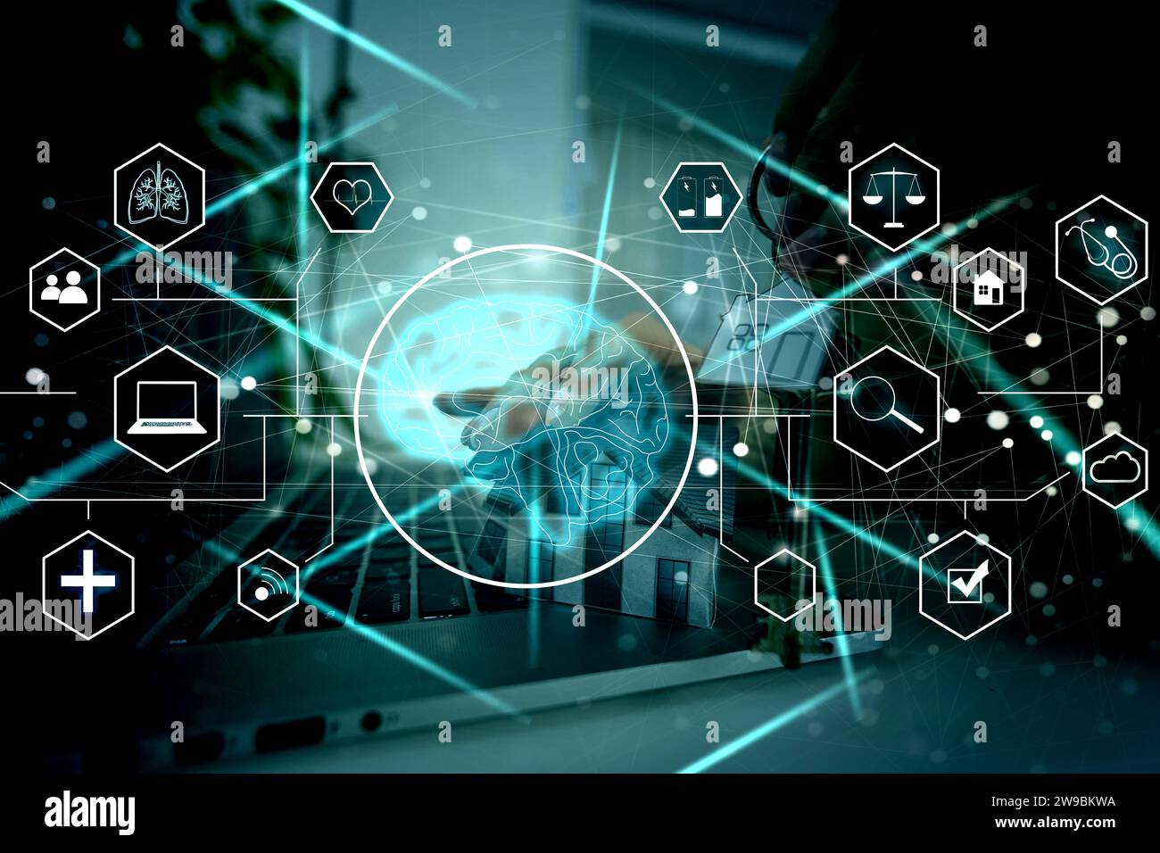 AI, Artificial intelligence, machine learning, neural networks and modern technologies concepts ...